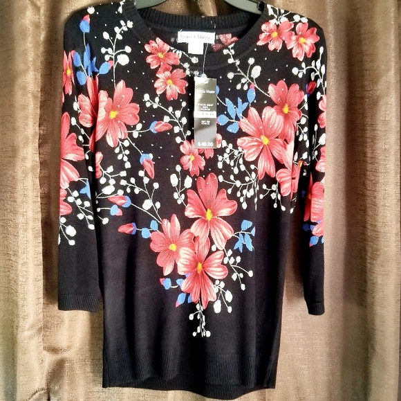 Rebecca Malone | Sweaters | Rebecca Malone Floral Sweater | Poshmark